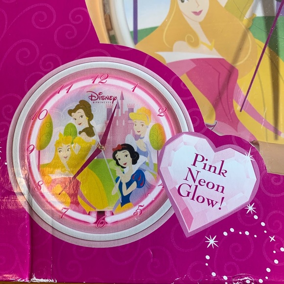 Disney | Other | Nib Disney Princess Wall Clock Pink Neon Glow ...